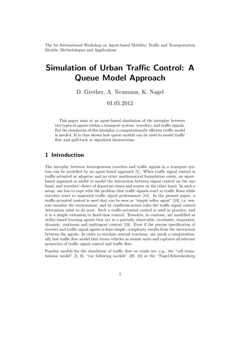 Pdf Simulation Of Urban Traffic Control A Queue Model Approach