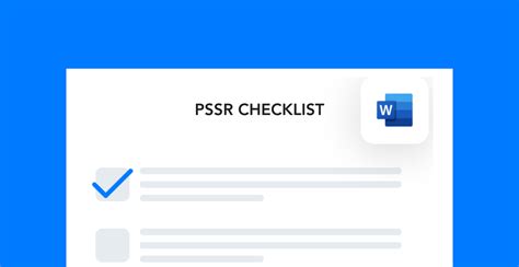Pssr Checklist Frontline Data Solutions