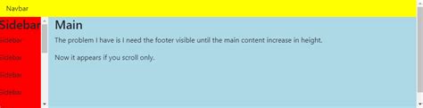 Html Scrollable Sidebar With Footer Visible If The Main Content Is