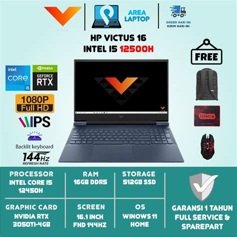 Jual LAPTOP GAMING VICTUS 16 INTEL I5 12500H 16GB DDR5 512GB SSD RTX3050TI FHD IPS 144HZ WIN11