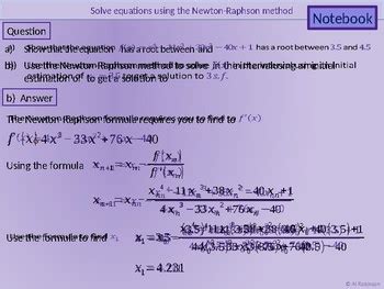 Numerical Methods Newton Raphson Method By Al Robinson TpT
