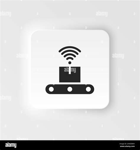 Mass Production Conveyor Man Neumorphic Style Vector Icon Simple