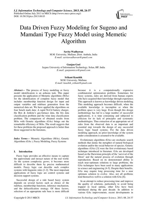 pdf data driven fuzzy modeling for sugeno and mamdani type fuzzy