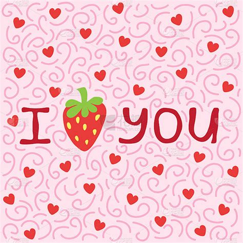 手绘的草莓和心形的报价。