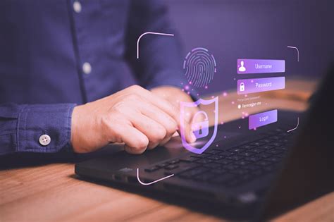 Man Typing Login And Password Cyber Security Concept Secure Encryption And Access To The Users