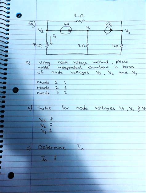 Q V1 8 I 1 4a 2 V2 2 4 V3 A Using Node Voltage Method Please Write Independent