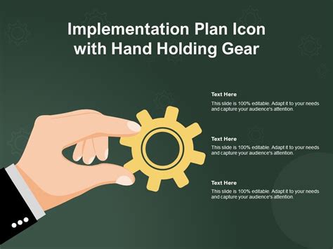 Implementation Plan Icon With Hand Holding Gear Graphics Presentation Background For