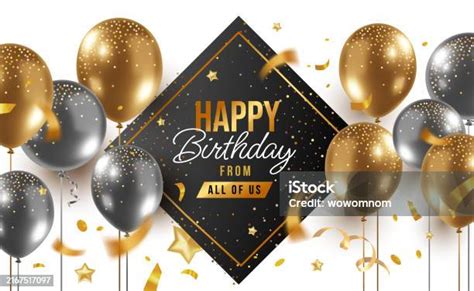 흰색 배경에 황금색과 은색 공기 헬륨 풍선의 벡터 휴일 템플릿 디자인 3d 현실적인 생일 축하 일러스트 비행 풍선과 텍스트 공기