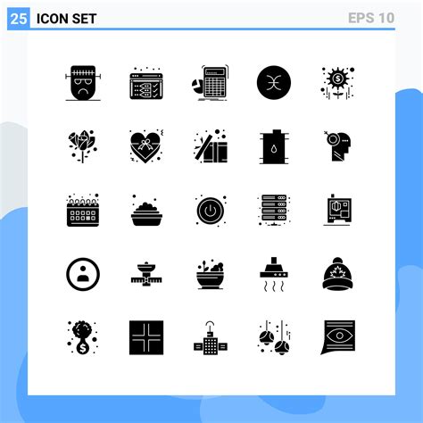 25 Thematic Vector Solid Glyphs And Editable Symbols Of Symbols Sign Web Pisces Progress