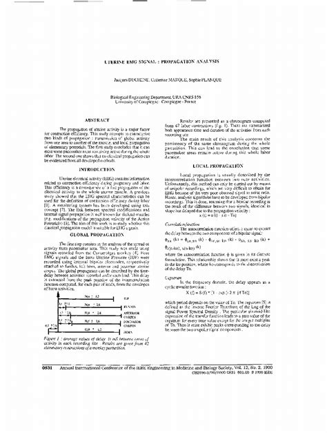 Uterine Emg Signal Propagation Analysis Ieee Conference Publication