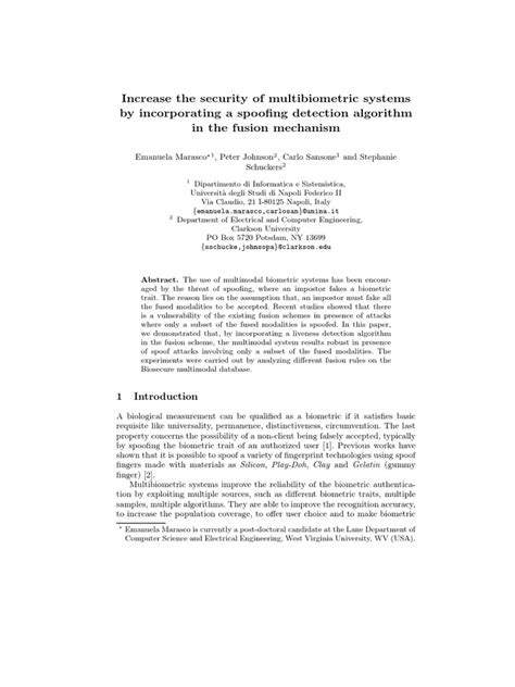 increase the security of multibiometric spoofing detection pdf
