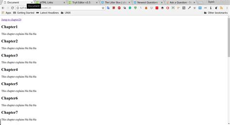 html link to create a bookmark does not work on first click but works