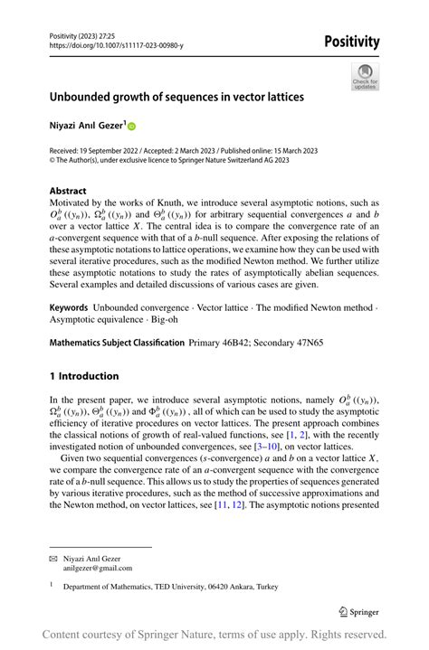 Unbounded Growth Of Sequences In Vector Lattices Request Pdf