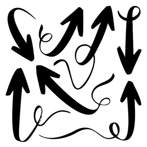 Premium Vector Hand Drawn Arrows Direction Pointers Freehand Lines Curves Vector Set For