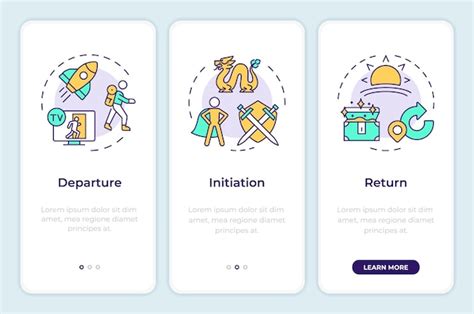 Premium Vector Hero Journey Narrative Onboarding Mobile App Screen