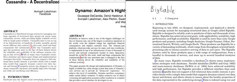 the similarity between cassandra vs dynamo and bigtable abstracts r