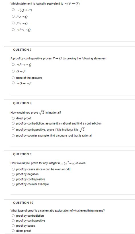 solved which statement is logically equivalent to ¬ p→q