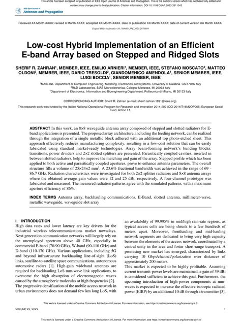 Pdf Low Cost Hybrid Implementation Of An Efficient E Band Array Based