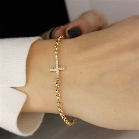 Gold Cross Bracelet Etsy