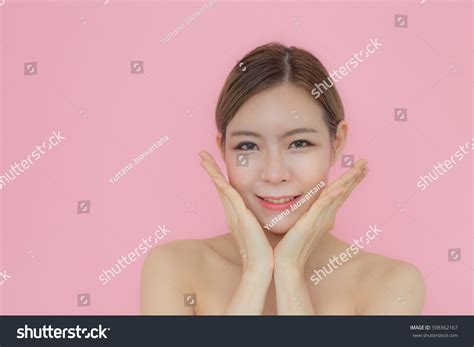 Asian Beautiful Women Touching On Her Stock Photo Edit Now