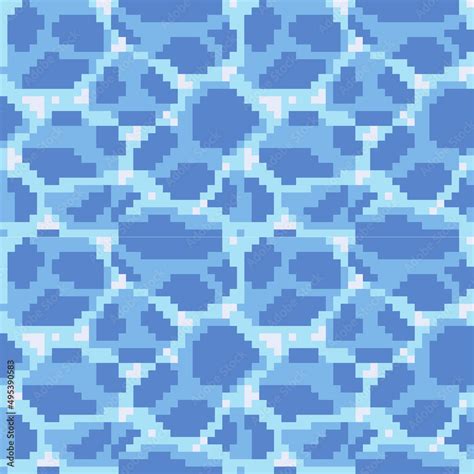 Water Waves Pixel Art Seamless Pattern Sea Or Ocean Surface Texture 8 Bit Sprite Game