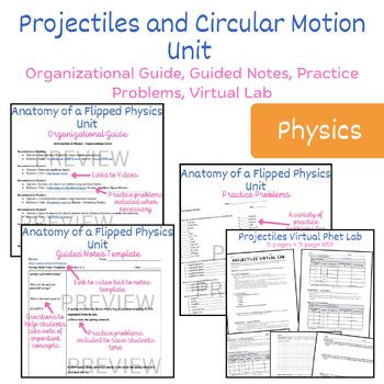 Physics Projectile And Circular Motion Unit Notes Practice Problems And Lab
