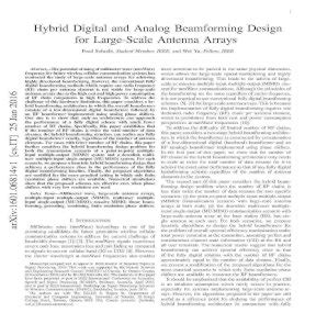 Hybrid Digital And Analog Beamforming Design For Large Scale Antenna Arrays