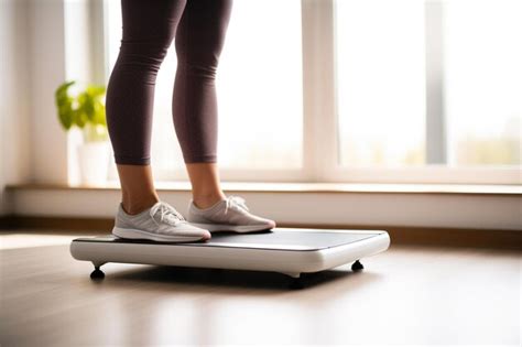 premium ai image there is a woman standing on a scale in front of a