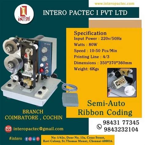 Intero Steel Hot Foil Batch Code Printing Machine 20 70 Speed