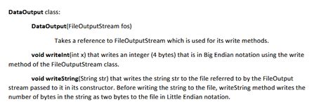 Solved DataOutput Class DataOutput FileOutputStream Fos Chegg Com