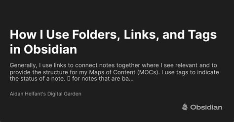 How I Use Folders Links And Tags In Obsidian Aidan Helfants