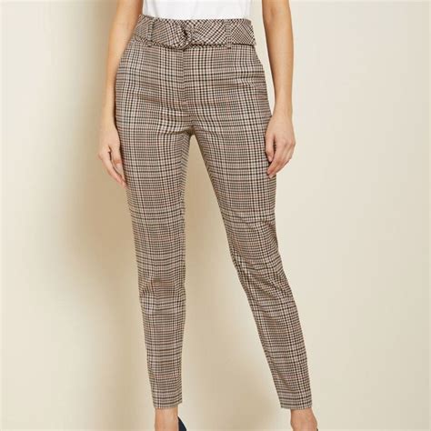 Plaid Ankle Length Slim Pant With Buckle In 2024 Slim Pants Pants