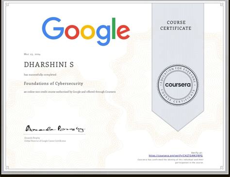 Dharshini Senthil On Linkedin Cybersecurity Coursera