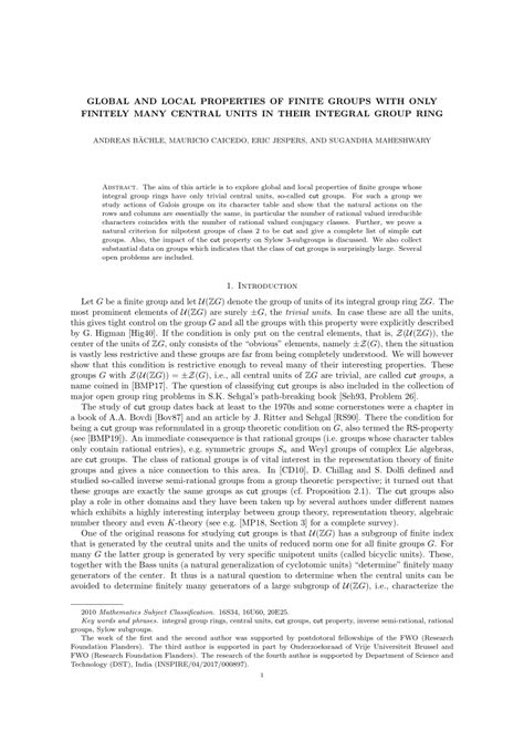 Pdf Global And Local Properties Of Finite Groups With Only Finitely