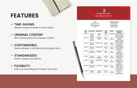 Action Item Log Template In Excel Pages Apple Numbers Google Sheets Word PDF Google Docs