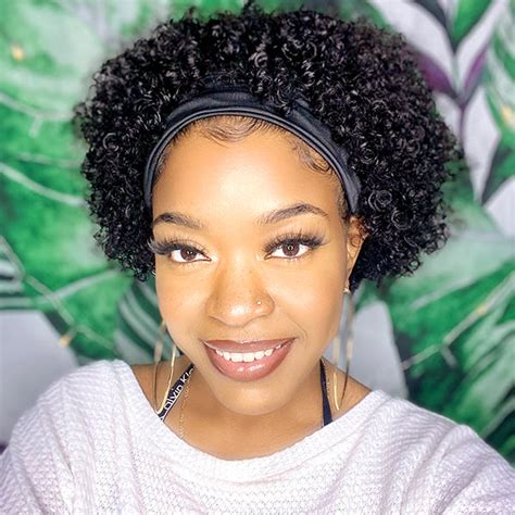 Short Jerry Curl Headband Wig