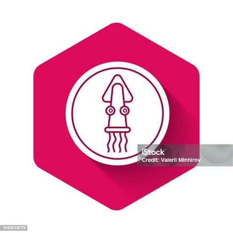 긴 그림자로 격리된 접시 아이콘에 흰색 문어 핑크 육각형 버튼 벡터 가공의 인물에 대한 스톡 벡터 아트 및 기타 이미지 가공의 인물 건강한 생활방식 그릇 Istock
