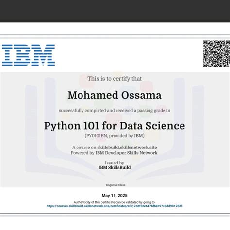Datascience Ibm Skillsbuild Dataanalytics Certificate Mohamed Ossama