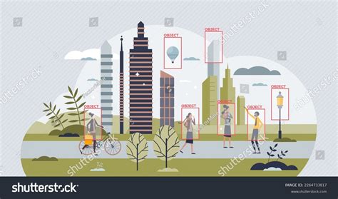 ai recognition algorithm smart object identification stock vector