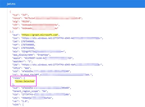 Roles Claim Not Present In Token Error When Using Graph Api To Connect To Sharepoint Using