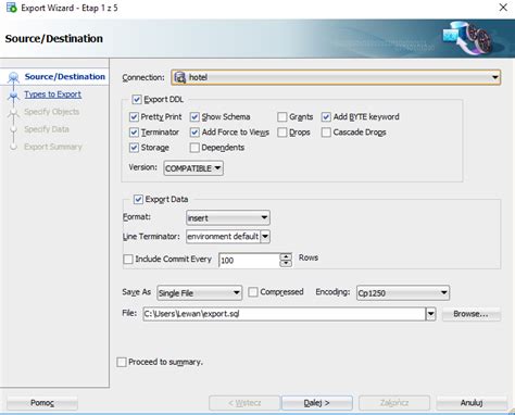 oracle sqldeveloper sql developer export database no object to