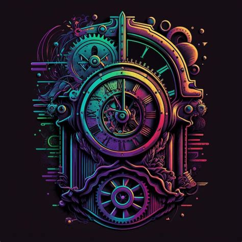 Premium Photo A Drawing Of A Clock With A Rainbow Colored Face And