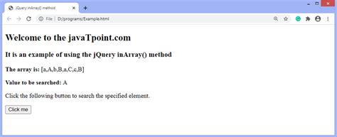 Jquery Inarray Method Tpoint Tech