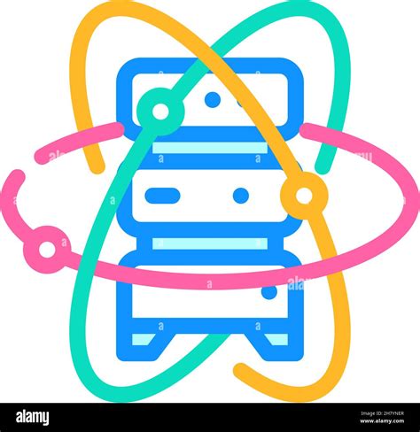 Quantum Computer Data Server Color Icon Vector Illustration Stock
