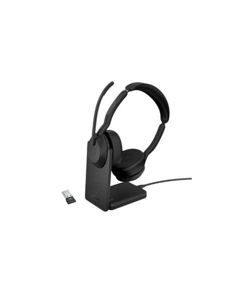 Jabra Evolve Uc Stereo Bluetooth Wireless Headset With Usb A Adapter And Charging Stand
