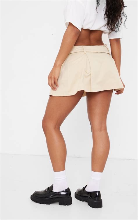Sand Twill Micro Mini Skater Skirt Bottoms Plt Ksa