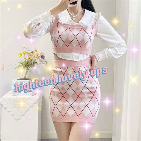 [하이틴정석ღ3pc세트가격ღ고퀄]영앤리치 셋업 레이스 블라우스 아가일 크롭 니트 조끼 체크 미니 스커트 3피스 투피스 하이틴 놀이공원룩 쓰리피스 컨셉룩 졸사룩 졸업사진
