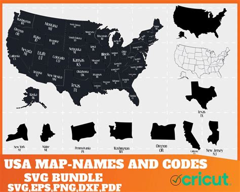 50 States Svg Bundle Outline United States Map Svg File Usa Map Svg