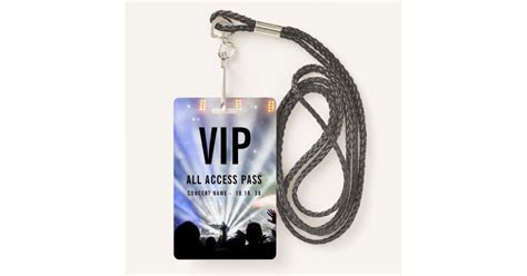 Custom Name Vip All Access Pass Concert Id Badge Zazzle