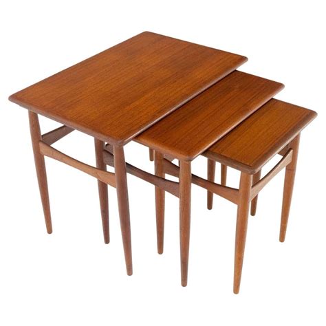 Large Danish Mid Century Modern Walnut Nesting Tables For Sale At
